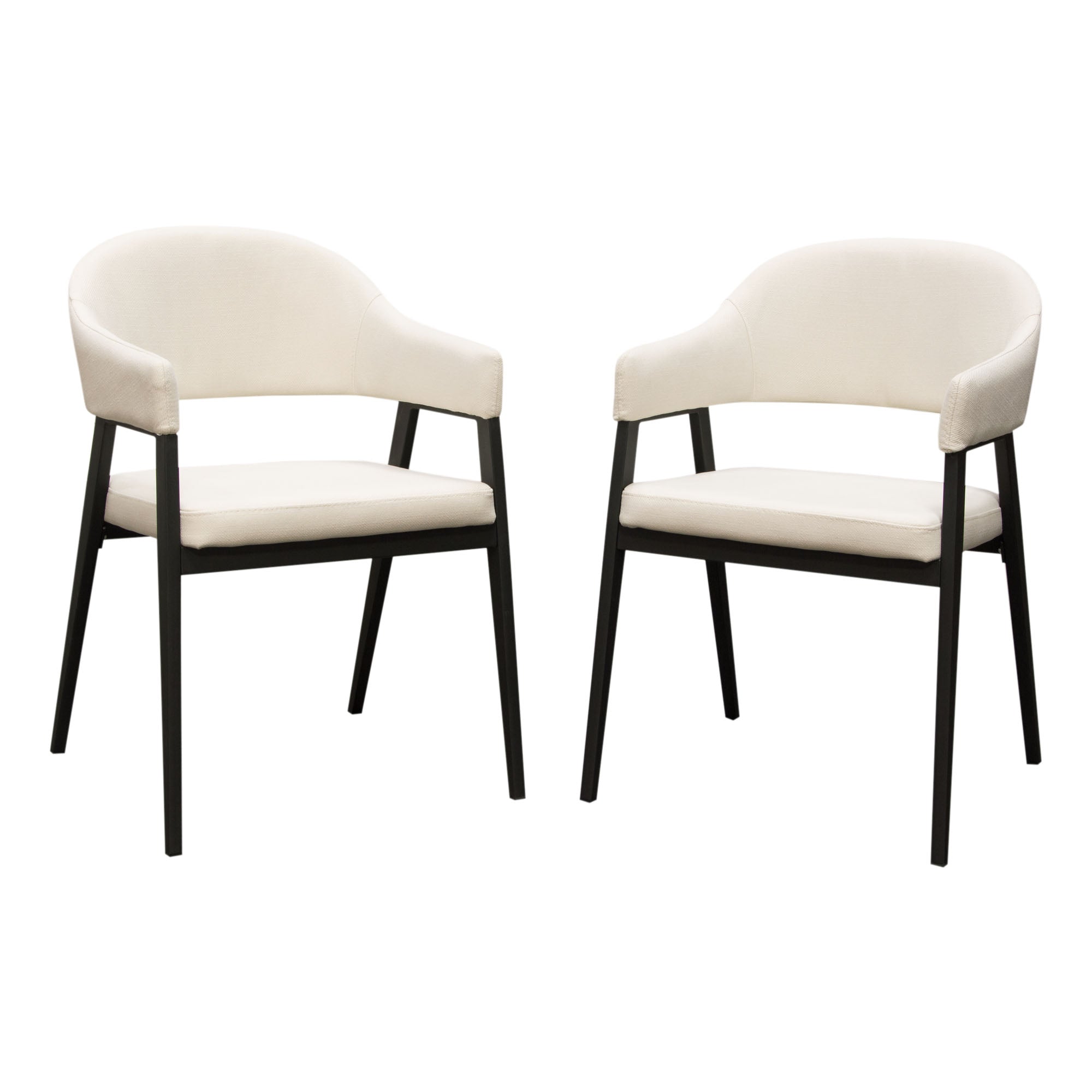 Adele Set of Two Dining/Accent Chairs in Cream Fabric w/ Black Powder ...
